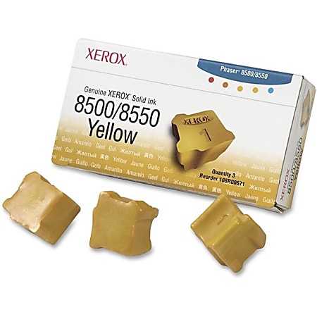 Xerox 8500 Phaser Yellow Solid Ink Pack Of 3 108R00671 - Office Depot