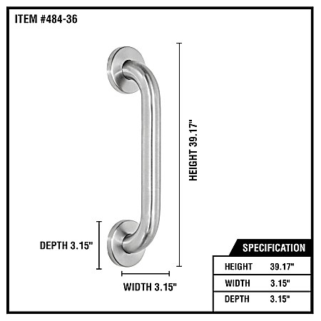 Alpine Stainless Steel Safety Grab Bars 36 x 1 14 Silver Pack Of 2 Bars ...