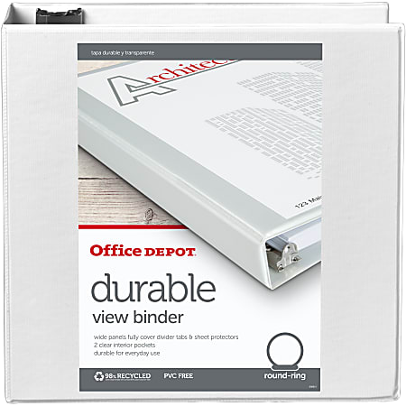 Office Depot Brand Durable View 3 Ring Binder 3 Round Rings White ...