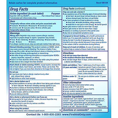 PhysiciansCare Ibuprofen Single Dose Packets 2 Tablets Per Box Box of ...
