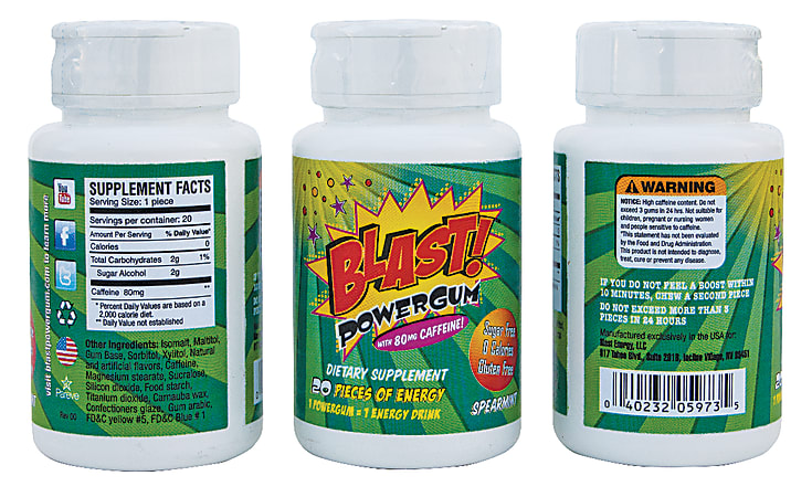 Blast Power Gum Peppermint 13.6 Oz - Office Depot