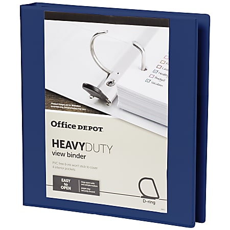Office Depot Heavy Duty View 3 Ring Binder 1 D Rings 49percent Recycled ...