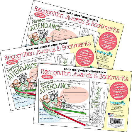 Barker Creek Color Me Awards Bookmarks Set 8 12 x 5 12 Attendance Set ...