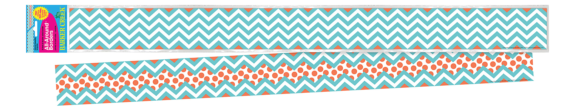 Barker Creek Double Sided Border Strips 3 x 35 Chevron Turquoise Set Of ...