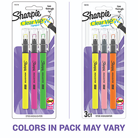 Sharpie Clear View Highlighter Stick Chisel Point Assorted Colors Pack ...
