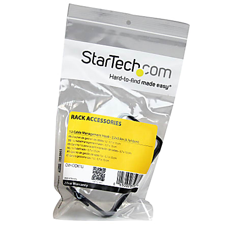 StarTech.com 1U Vertical Server Rack Cable Management D Ring Hook 2.2x3 ...