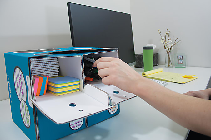 BOXA Hopper Storage Bin With Handle 12 x 9 12 x 9 BlueBlackWhite Pack ...