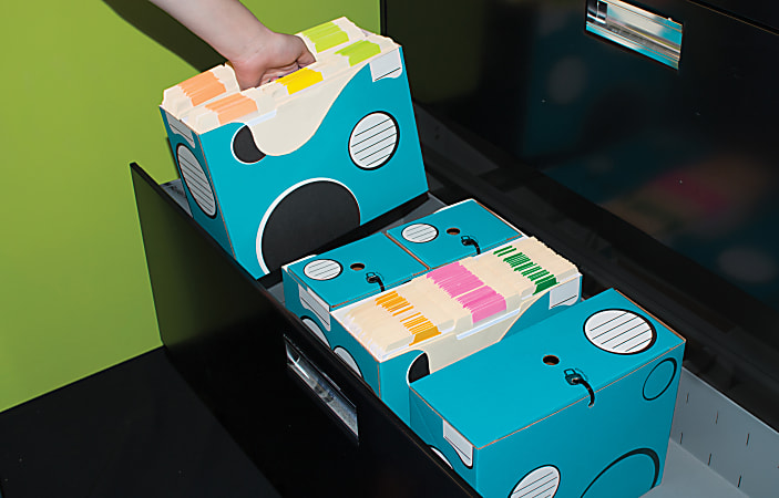 BOXA Hopper Storage Bin With Handle 12 x 9 12 x 9 BlueBlackWhite Pack ...