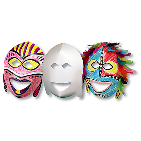 Roylco African Masks White 20 Masks Per Pack Set Of 2 Packs - Office Depot
