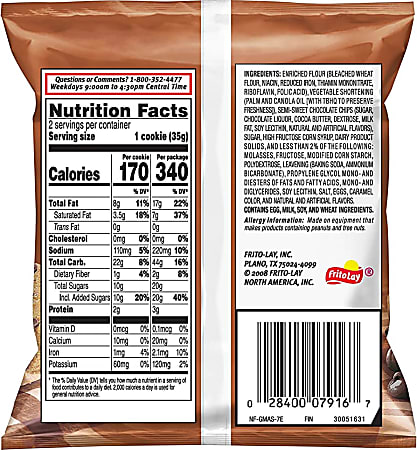 Grandmas Big Chocolate Chip Cookies Pack Of 2 Box Of 60 Packs - Office ...