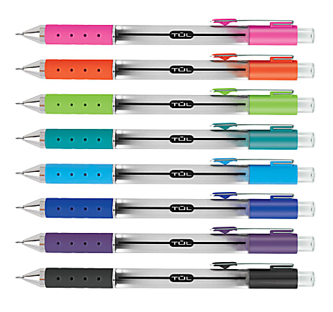 TUL GL Series Retractable Gel Pens Needle Point 0.5 mm Silver Barrel ...