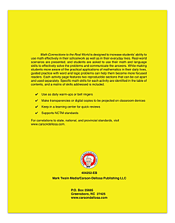 Mark Twain Media Math Connections To The Real World Grades 5 8 - Office ...