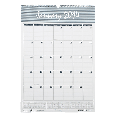SKILCRAFT Top Wirebound Monthly Wall Calendar 2014 15 12 x 22 ...