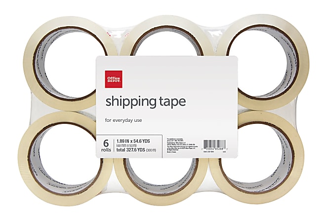 Office Depot Brand Shipping Packing Tape 1.89 x 54.6 Yd. Clear Pack Of ...