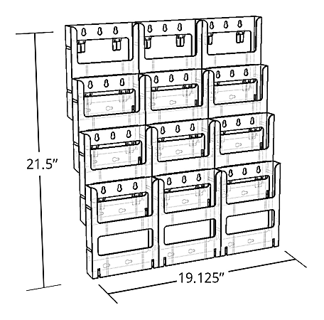 Azar Displays Wall Mount Brochure Holder Bifold 12 Pockets 19 18 x 21 ...
