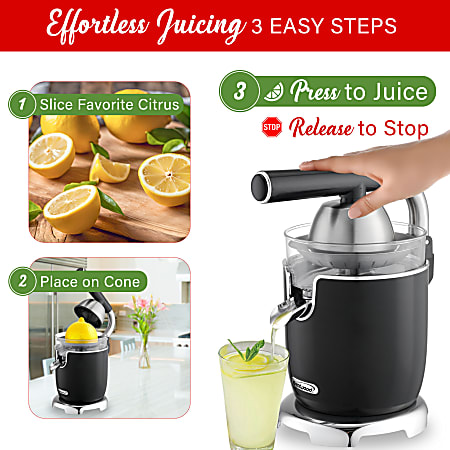 Brentwood 200 Watt Electric Citrus Juicer with 2 Cones and Stainless ...