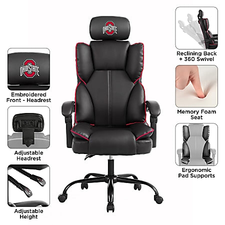 Imperial NCAA Champ Ergonomic Faux Leather Computer Gaming Chair Ohio ...