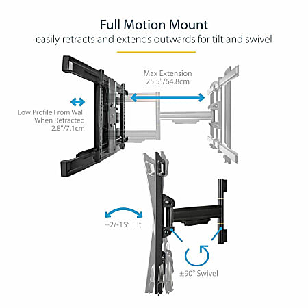 StarTech.com Full Motion TV Wall Mount For up to 80 VESA Mount Displays ...