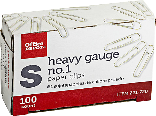 Office Depot Brand Heavy Gauge Paper Clips No. 1 Small Silver Pack Of 5 ...
