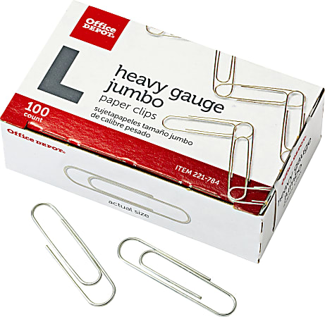 Office Depot Brand Paper Clips 500 Total Jumbo Silver 100 Per Box Pack ...