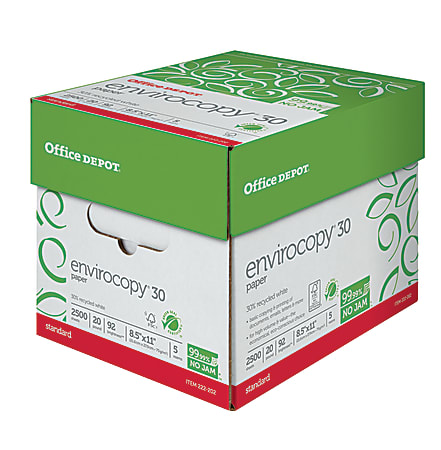 Office Depot EnviroCopy Copy Paper White Letter 8.5 x 11 2500 Sheets ...