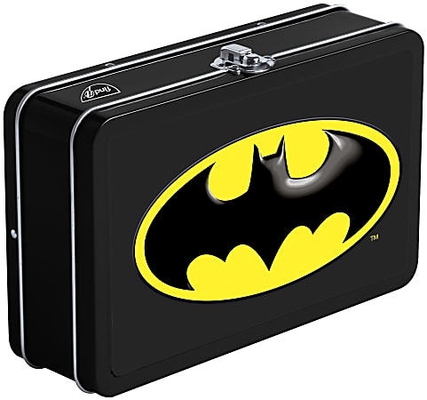 Find It Licensed Tin Pencil Box SupermanBatman 8 12 x 5 x 2 12 Assorted Colors Office Depot