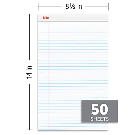 Office Depot Brand Writing Pads 8 12 x 14 LegalWide Ruled 50 Sheets ...