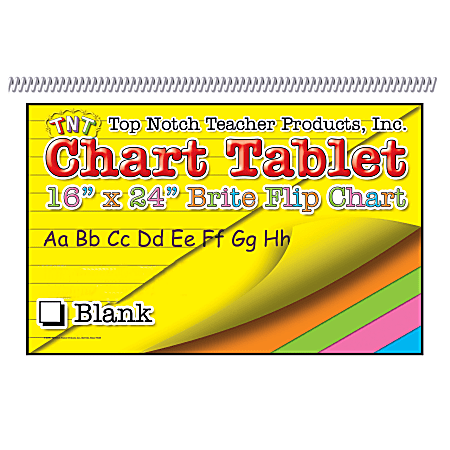 Top Notch Brite Chart Tablets 16 x 24 1 12 Unruled Assorted Colors Pack ...