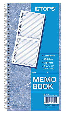 Adams 2 Part Spiral Memo Book 5 14 x 11 Book Of 100 Sets - Office Depot