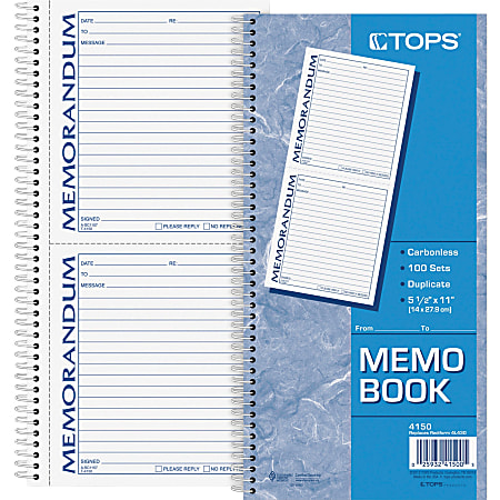 Adams 2 Part Spiral Memo Book 5 14 x 11 Book Of 100 Sets - Office Depot
