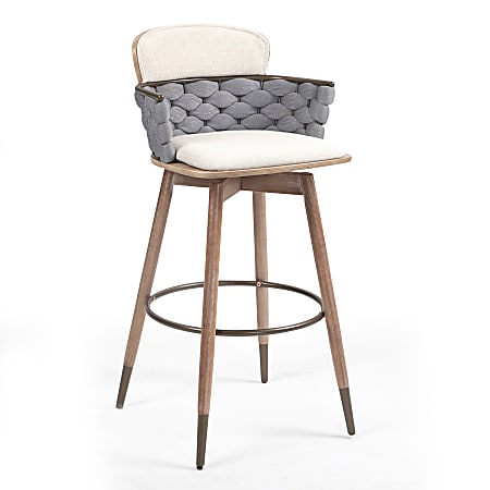 Glamour Home Bechor Fabric Barstool With Back BeigeBrown - Office Depot