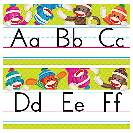 Trend Sock Monkeys Collection Alphabet Bulletin Board Set - Sock Monkey ...