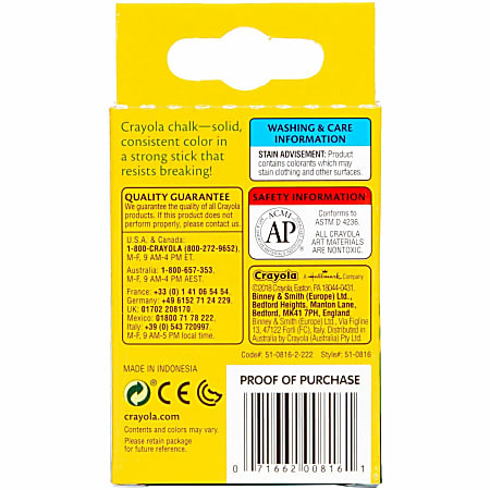 Crayola Colored Chalk 3 516 Assorted Colors Box Of 12 Pieces - Office Depot