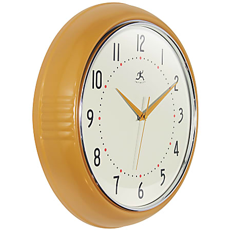 Infinity Instruments Round Retro Wall Clock 15 Saffron - Office Depot