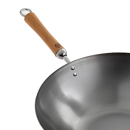 Joyce Chen Classic Series Carbon Steel Wok With Birch Handles 14 Silver ...