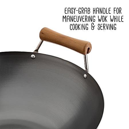 Joyce Chen Classic Series Carbon Steel Wok With Birch Handles 14 Silver ...