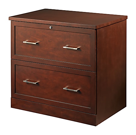 Realspace Premium 29 W x 18 12 D Lateral 2 Drawer File Cabinet Mahogany ...