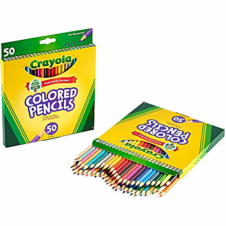 box of colored pencils or crayons