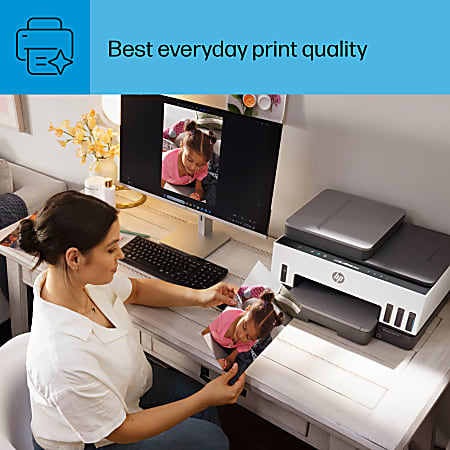 HP Smart Tank 7301 Wireless All in One Ink Tank Printer Scanner Copier with 2 years of ink included Best for home office Refillable ink tank 28B70A Office Depot