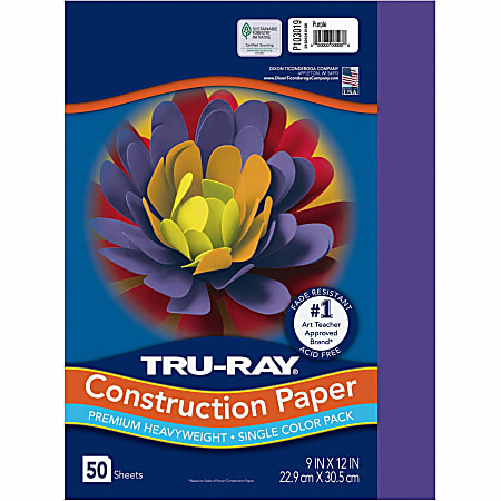 Tru Ray Construction Paper 50percent Recycled 9 x 12 Purple Pack Of 50 ...