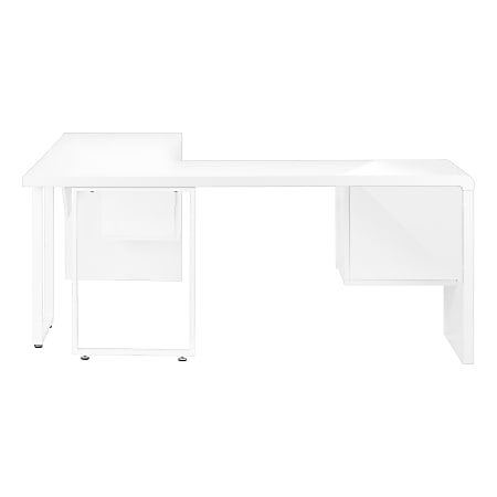 Monarch Specialties Rivas 72 W L Shaped Computer Desk Glossy White ...