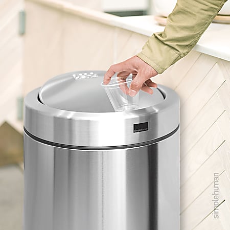 simplehuman Swing Top Commercial Trash Can 14.5 Gallons 29.2 x 14.8 ...