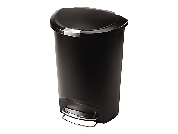 simplehuman Semi Round Plastic Step Trash Can 13 Gallons 26 14 H x 18 ...