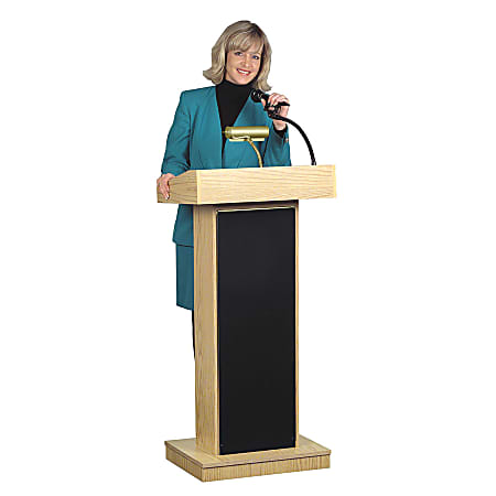 Oklahoma Sound Orator Lectern With Sound System Light Oak - Office Depot