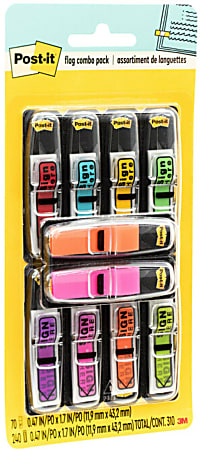 Post it Signature and Highlight Flag Combo Pack .5 x 1.75 Assorted ...