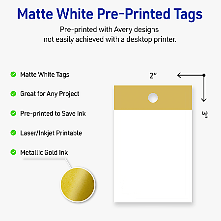 Avery Printable Tags With Sure Feed Technology 2 x 3 Matte White With ...