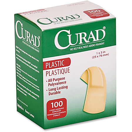 Medline Adhesive Plastic Bandages 1 x 3 Box Of 100 - Office Depot