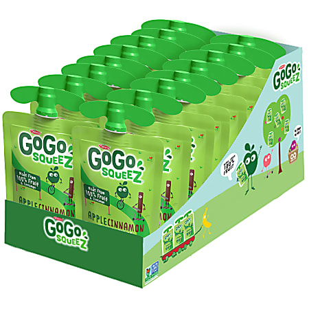 GoGo Squeez Applesauce Pouches Apple Cinnamon 3.2 Oz Pack Of 18 Pouches ...