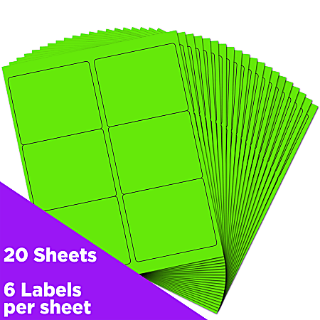 JAM Paper Mailing Address Labels Rectangle 3 13 x 4 Neon Green Pack Of ...