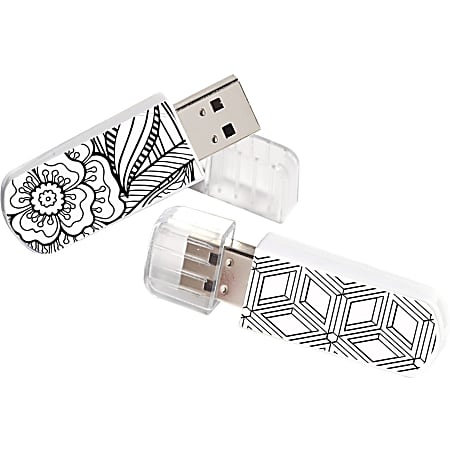Verbatim Coloring Book USB 2.0 Flash Drives 16GB BlackWhite Pack Of 2 ...